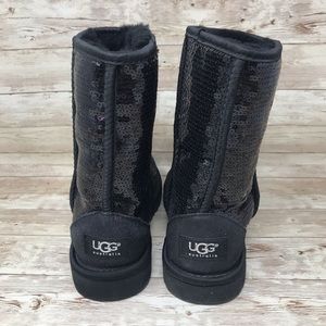 UGG | Shoes | Ugg Classic Short Cosmo Sequin Black Boot Size 6 | Poshmark